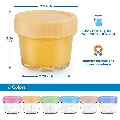 WILLDAN 24-Pack Glass Baby Food Storage Containers - 4 oz Baby Food Storage Jars with Lids, Baby Food Maker, Microwave, Dishwasher & Freezer Safe