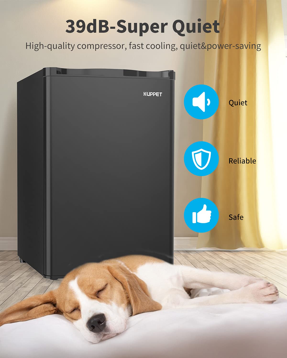 KUPPET Mini Refrigerator Compact Refrigerator-Small Drink Food Storage Machine for Dorm, Garage, Camper, Basement or Office, Single Door Mini Fridge, 4.5 Cu.Ft,Black