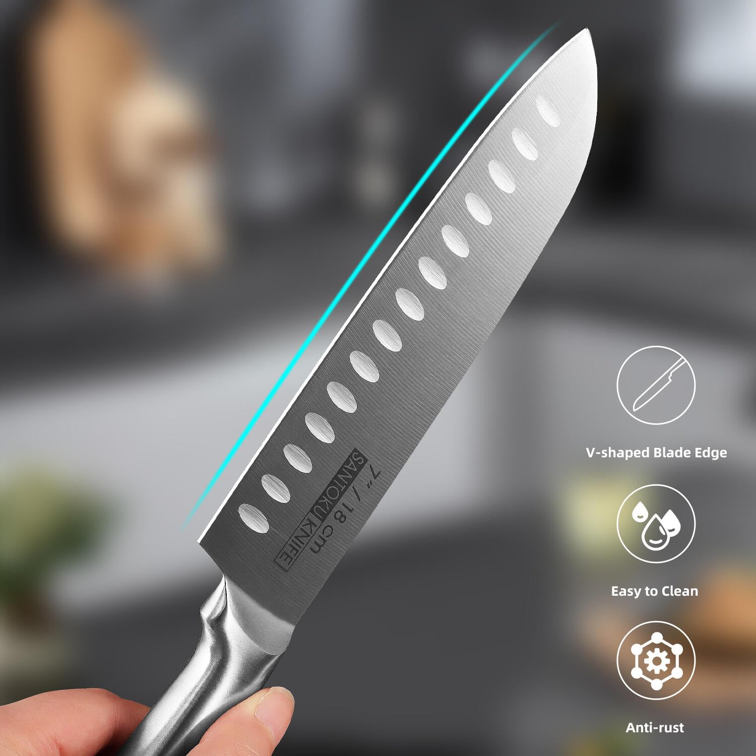 KOFERY 5 Piece Professional Kitchen Knife Set, Integrated Ergonomic Handle with High Carbon Stainless Steel Blades - Sharp Chef Knife Set for Multipurpose Cooking, Gift Box Included