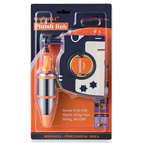 MOONWELL Pro Plumb Bob with String (8m/26ft 450g/15oz)