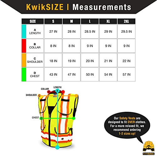 KwikSafety - Charlotte, NC - GODFATHER Safety Vest [CUSHIONED COLLAR] Class 2 ANSI OSHA High Visibility 9 Pockets Reflective Heavy Duty Mesh Vis Construction Industrial Surveyor Men/Yellow Large