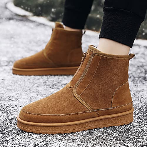 FASDNENDYS Ankle Boots for Women Fashion Winter Men Snow Boots Round Toe Flat Bottom Non Slip Snow Work Shoes for Men