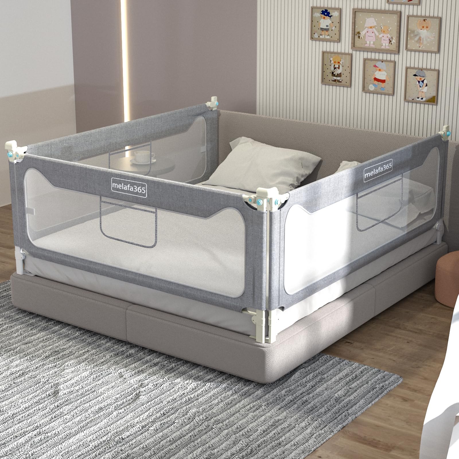 melafa365 GearKing Bed Rails for Toddlers, Extra Long Baby Bed Rail Guard for Kids Twin, Full, Queen, King Size (1 Side:70''(L) ×27‘’(H))