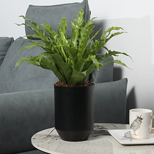 MyGift Modern Matte Black Metal Vase, Decorative Table Flower Vase, Indoor Planter Pot with Tapered Bottom Design - Handcrafted in India