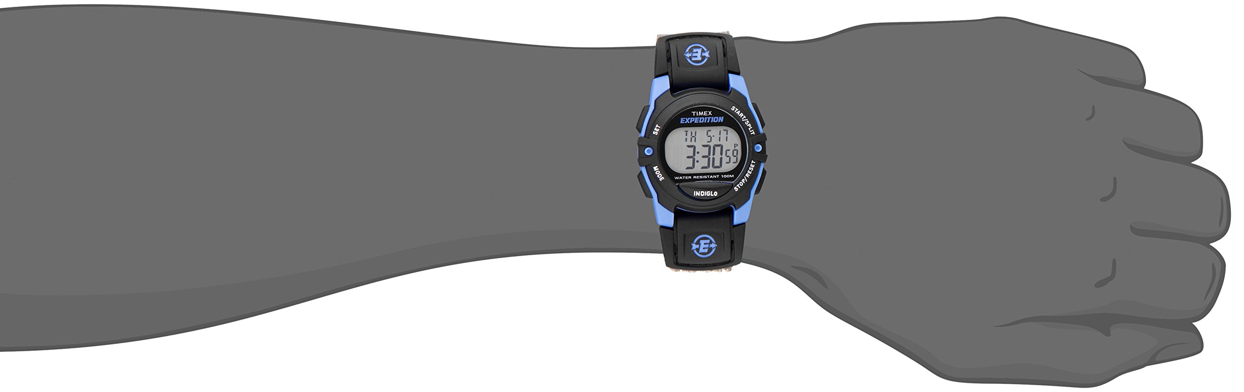 Timex Unisex T49660 Expedition Mid-Size Digital CAT Gray/Blue Stripe Fast Wrap Strap Watch