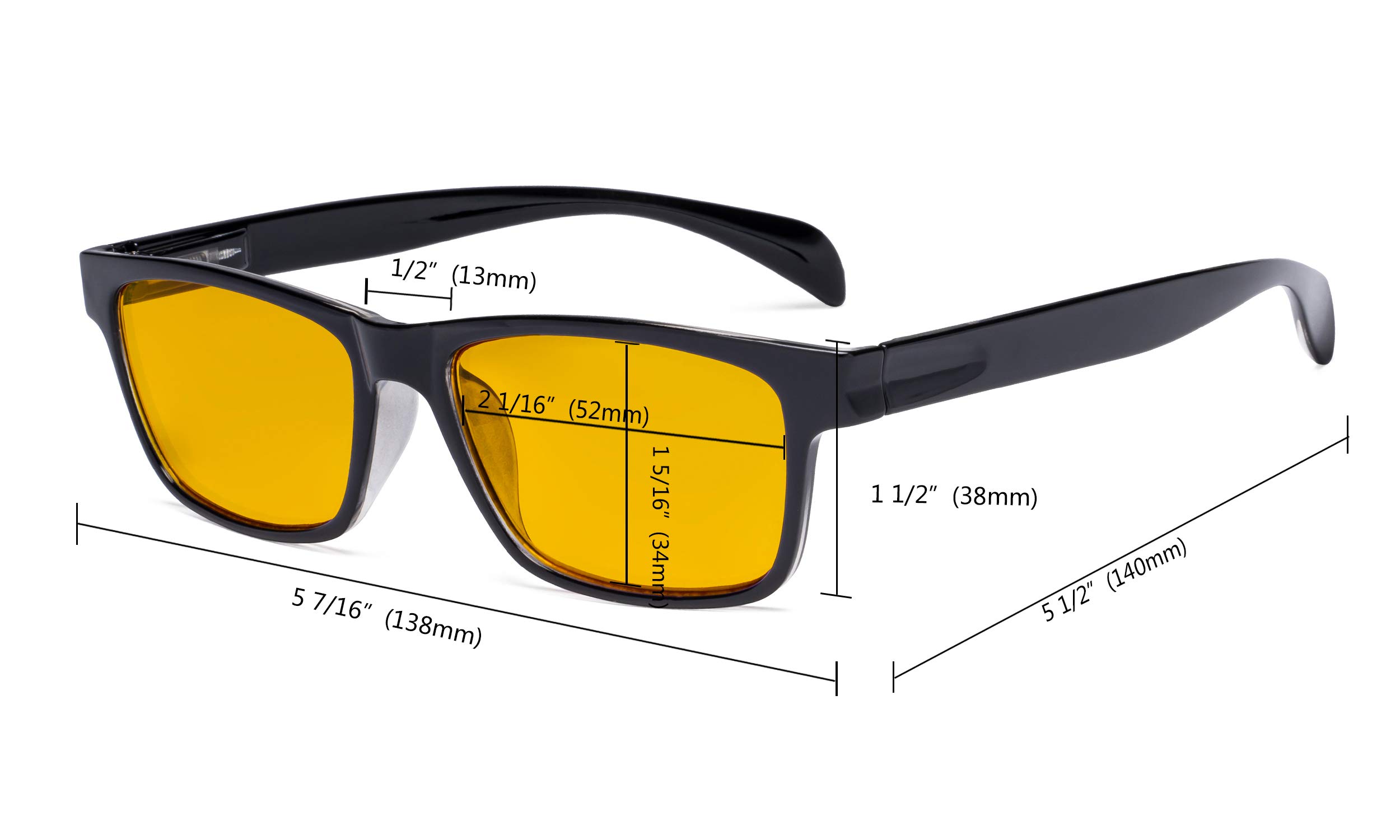 Eyekepper Blue Light Blocking Reading Glasses with Amber Tinted Filter Lens - Computer Reader Eyeglasses Men Women - Black Brown +2.00