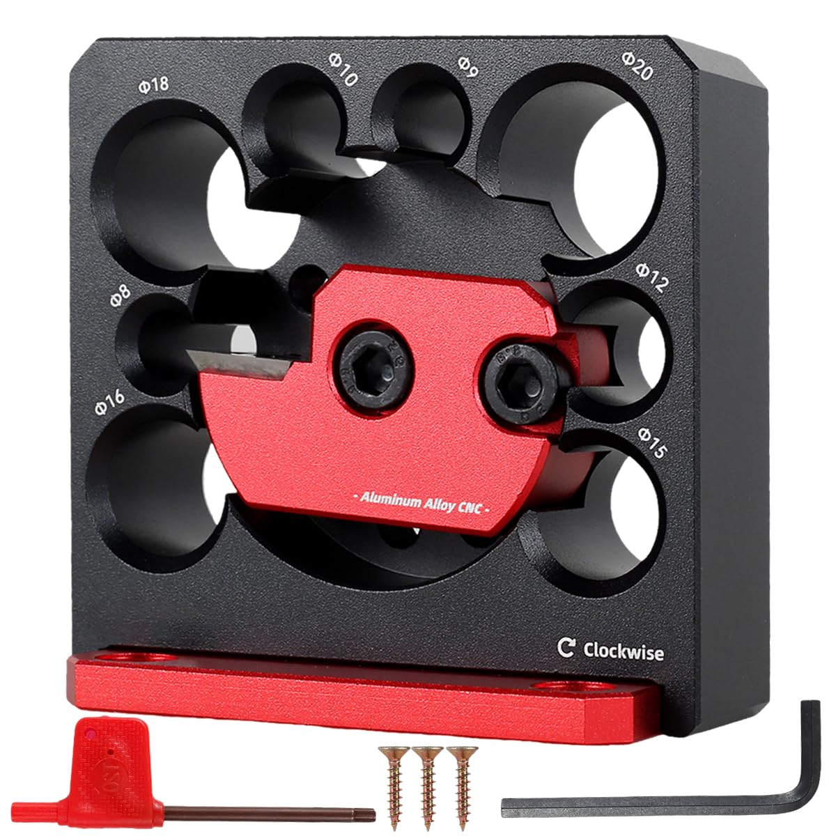 esidianzi 6Pcs Dowel Maker Jig Kit Metric 8mm to 20mm Adjustable Dowel Maker with Carbide Blade Electric Drill Milling Dowel Round Rod Auxiliary Tool for Wooden Rods Sticks Woodworking(Black red)