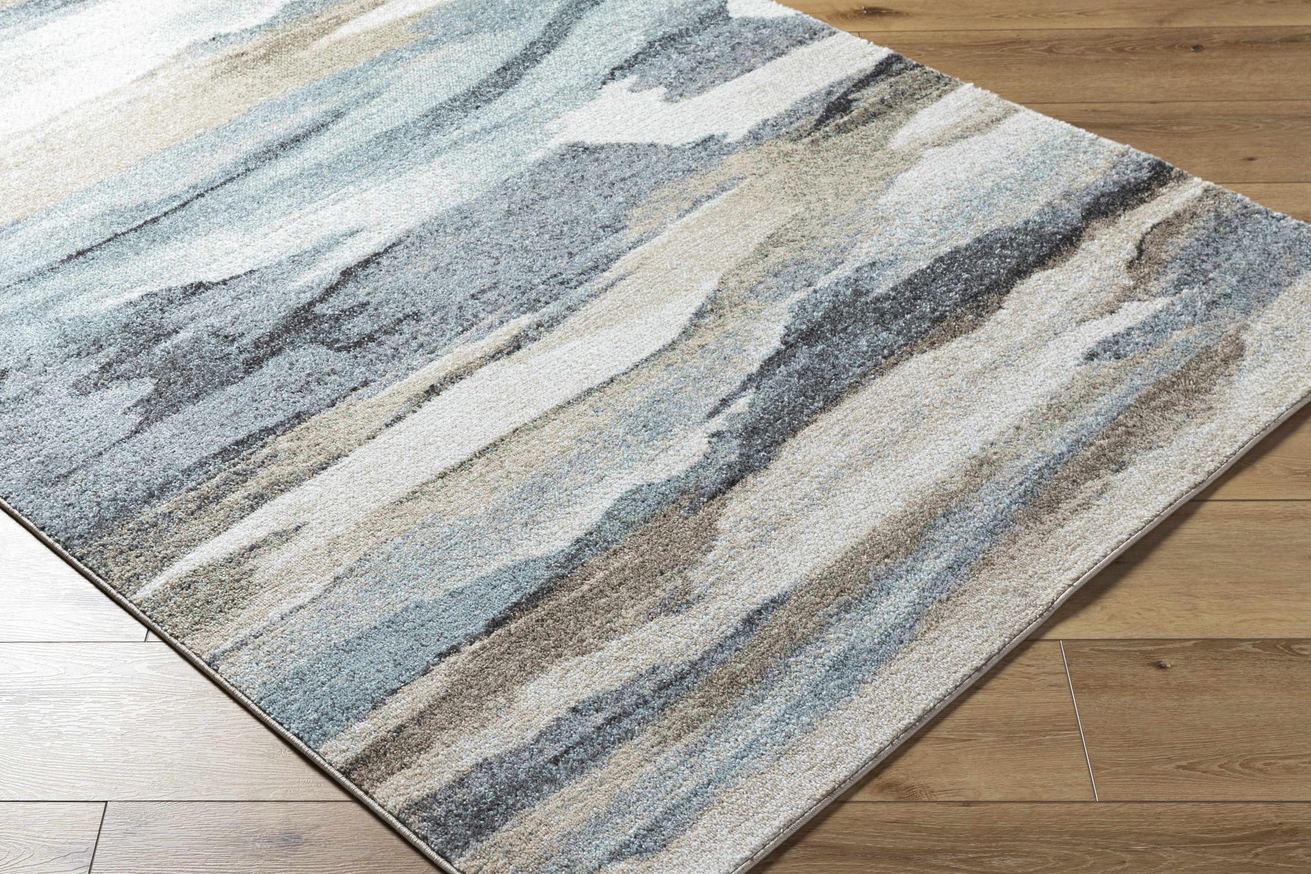 Mark&Day Area Rugs, 5x7 Bennington Modern Aqua Area Rug, Blue Grey Brown Carpet for Living Room, Bedroom or Kitchen (5'3" x 7')