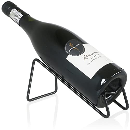 kaileyouxiangongsi Metal Wine Rack Freestanding -Tabletop Wine Rack Holder - Countertop Wine Bottle Holder - Geometric Design for Table Top Wine Bottle Storage Rack,Perfect Wine Holder Stand (Black)