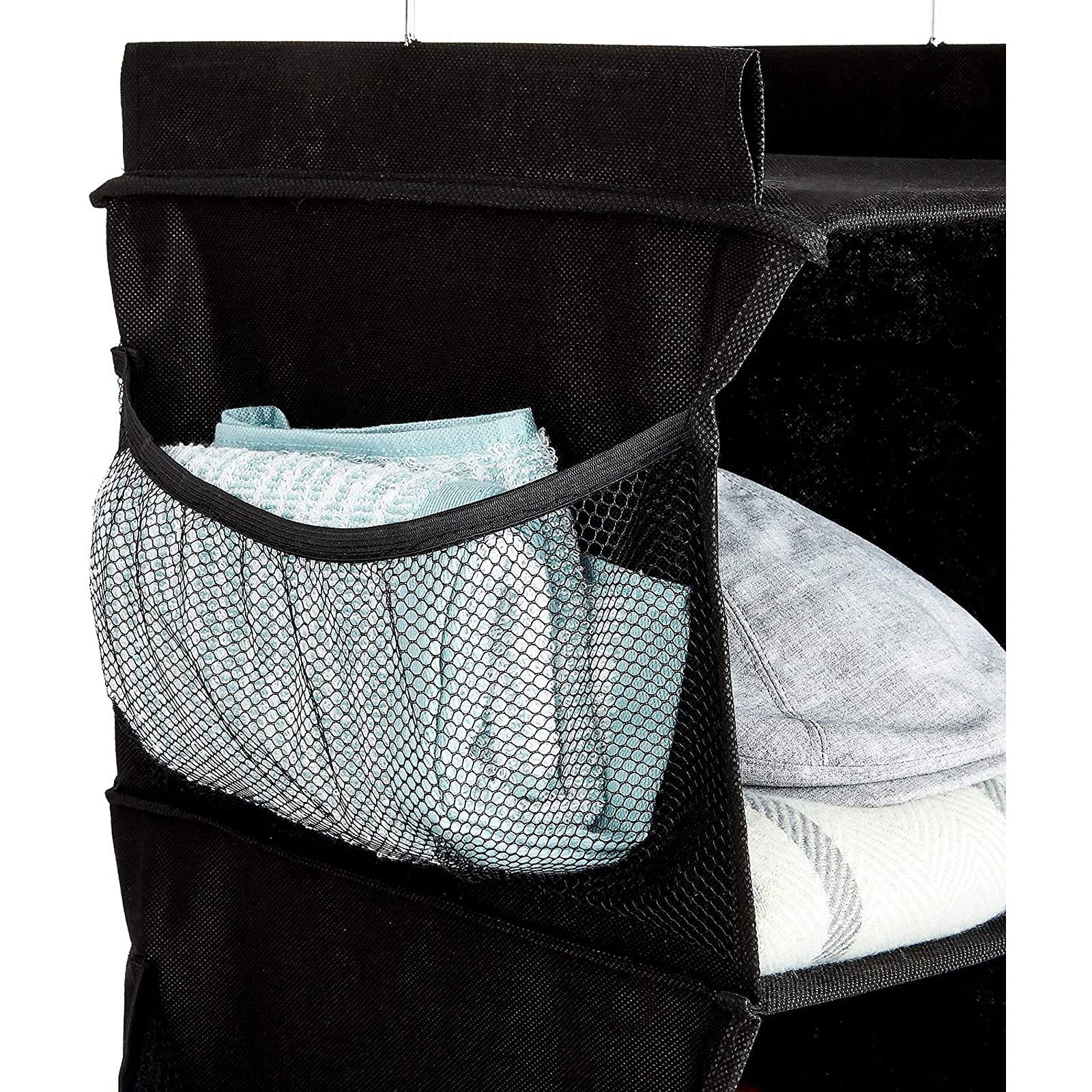 Farmlyn Creek 4-Shelf Hanging Closet Organizer with Pockets (Black, 12 x 11.5 x 33.6 in)