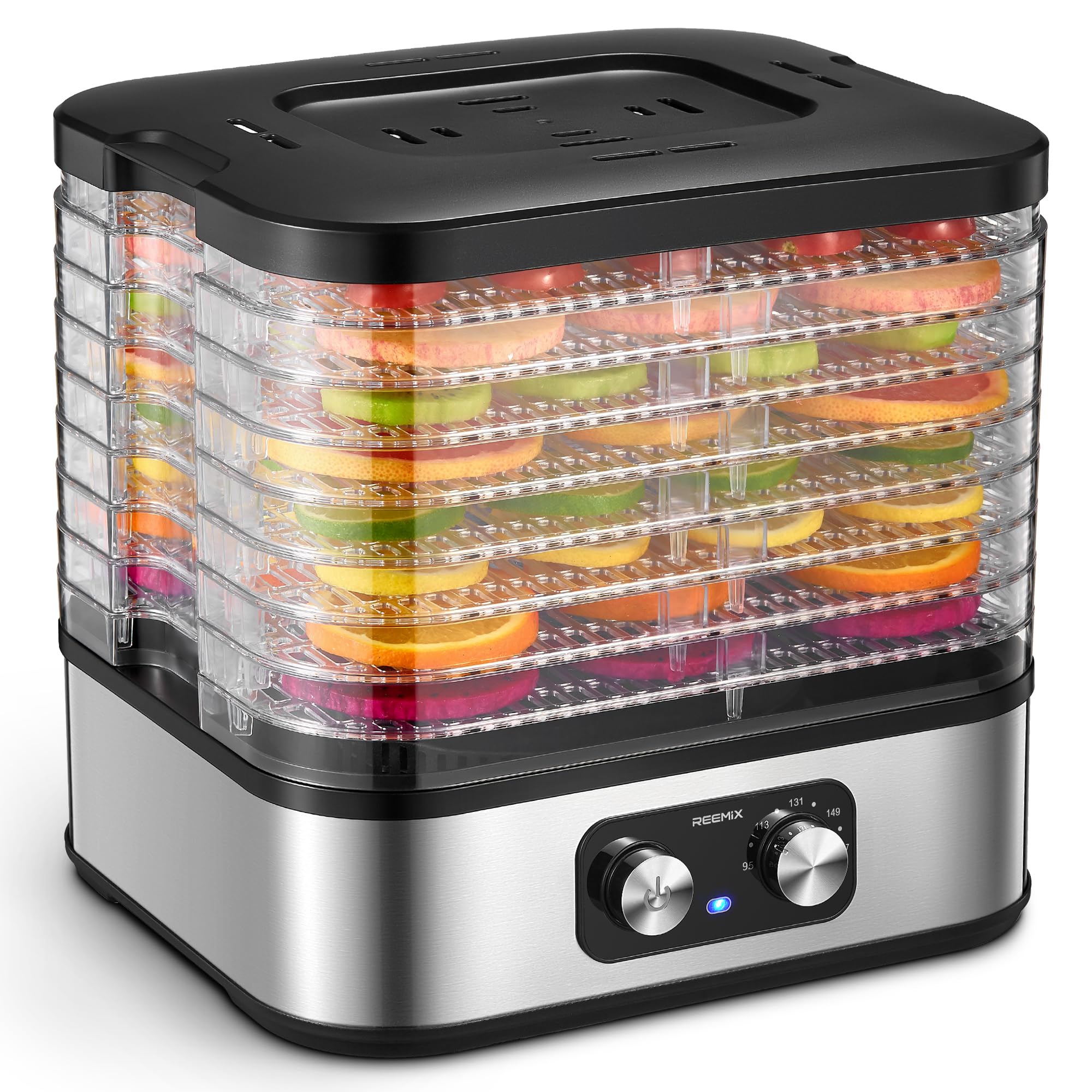 Reemix Electric 8 Trays Food Dehydrator Machine, 400W Jerky Dryer with Temperature Control 95-176ā, Electric Food Preserver for Fruits, Veggies, Meats & Dog Treats