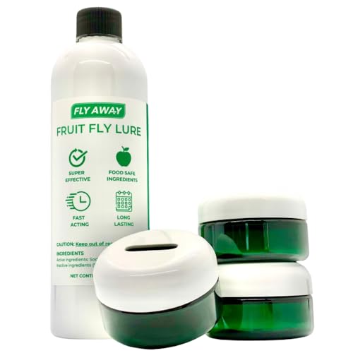 Fly Away - Fruit Fly Trap Kit: 3 Reusable Traps & Liquid Lure. Fast Acting. Stylish Design, Perfect for Kitchens, Bars, Restaurants, Wineries. Catch Fruit Flies for 90+ Days. Indoor Use
