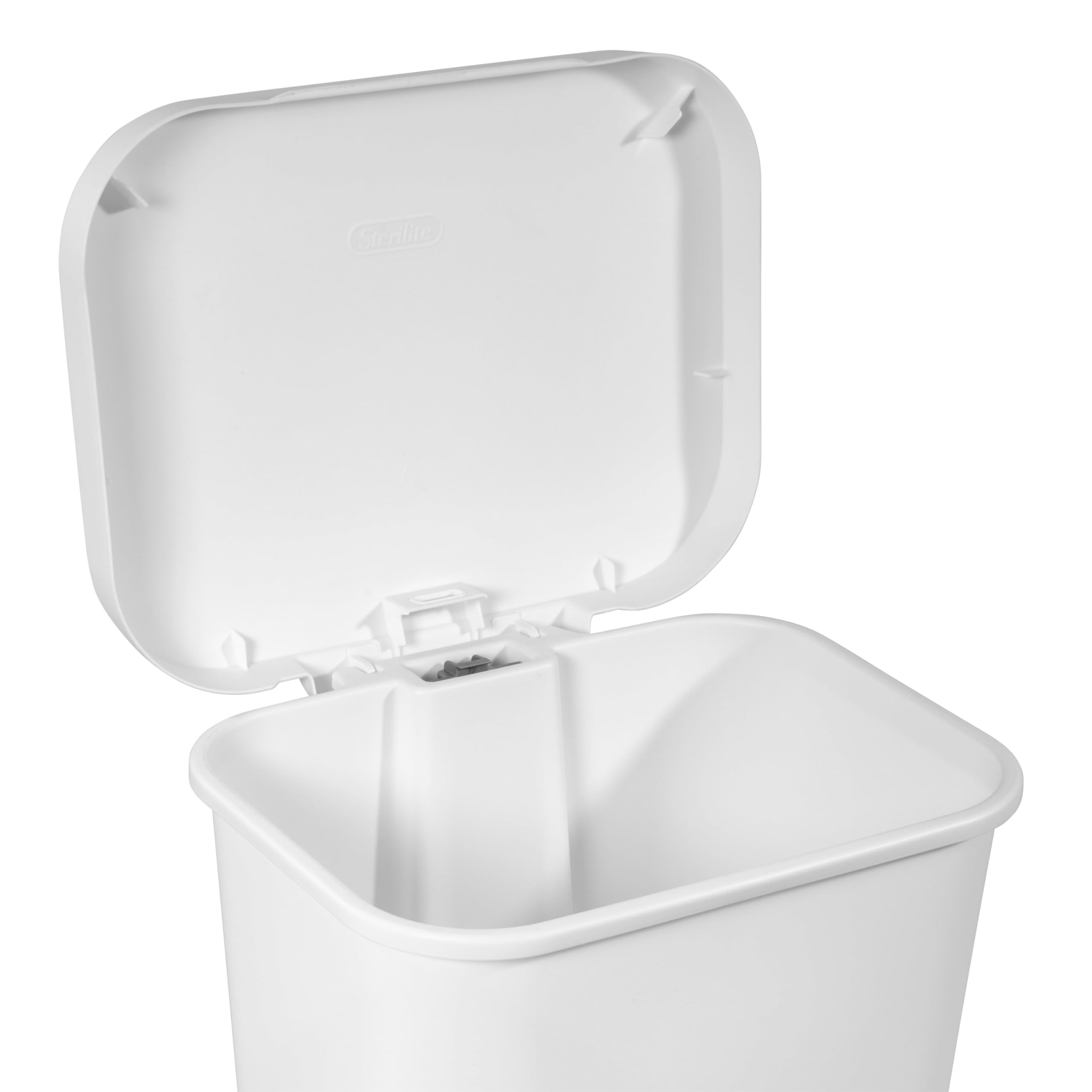 LXQMCT11.9 Gallon / 45 Liter StepOn Plastic Trash Can, Plastic Wastebasket Garbage Bin for Kitchen,Home, Bedroom, Bathroom,Office & Slim Space-Saving, White