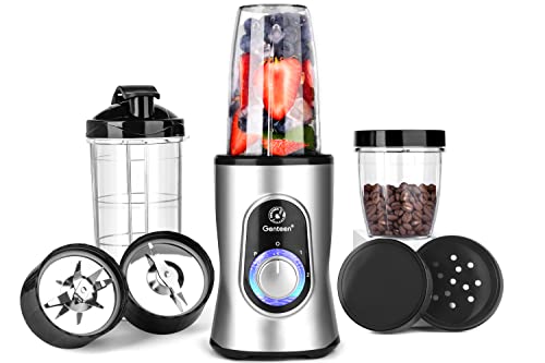 Personal Bullet Blender for Shakes and Smoothies, Genteen 650W Smoothie Blender & Single Serve Blender for Protein Shakes | 9 Pcs Personal Blender with 3 Speeds,24+17oz Travel Bottles BPA Free