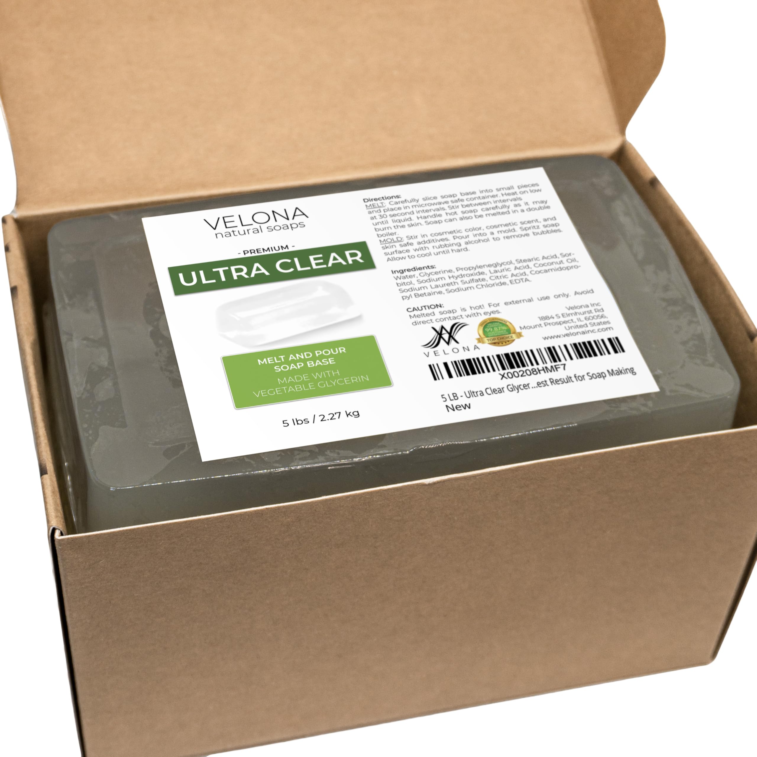 velona 5 LB - Ultra Clear Glycerin Soap Base Melt and Pour | Transparent Natural Bar for The Best Result for Soap Making