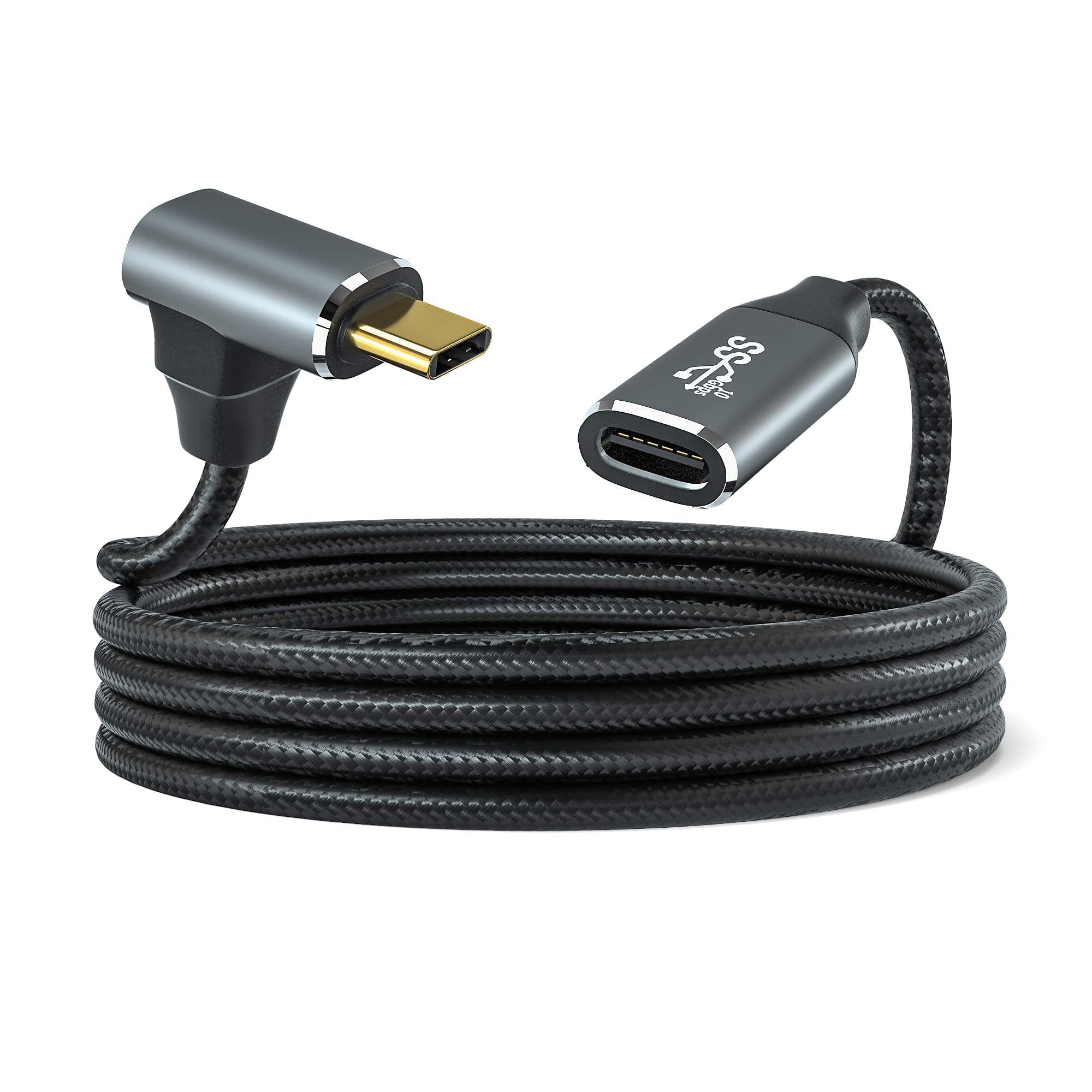 JOYJOM Right Angle USB C Cable:- USB C 3.2 Male to Female PD 100W USB C 90 Degree Extension Cord, 10Gbps Data Transfer Cable for Steam Deck ROG Alloy Nintendo Swich Tablet Phone- 1M/3.3FT
