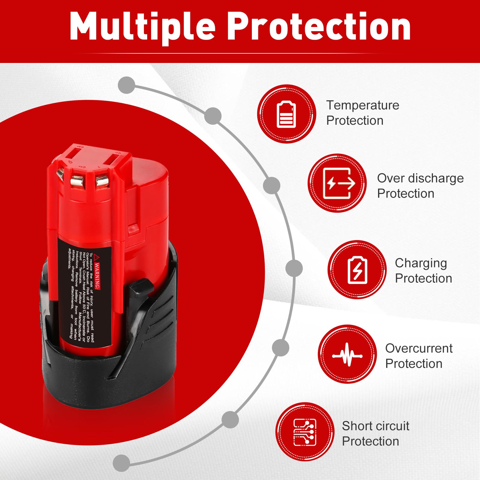 VINIDA 4packs 12V 2.5AH Replacement for Milwaukee M-12 Battery Compatible with Milwaukee 48-11-2411 48-11-2420 48-11-2401 48-11-2402 Tools