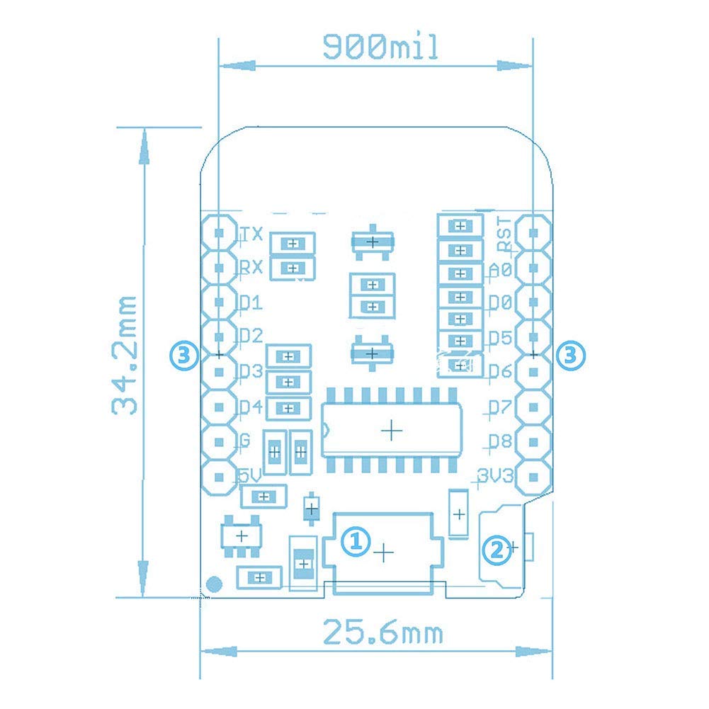 ESP8266 ESP-12 ESP-12F NodeMcu Mini D1 Module WeMos Lua 4M Bytes WLAN WiFi Internet Development Board Base on ESP8266 ESP-12F for Arduino,Compatible with WeMos D1 Mini (3pcs)