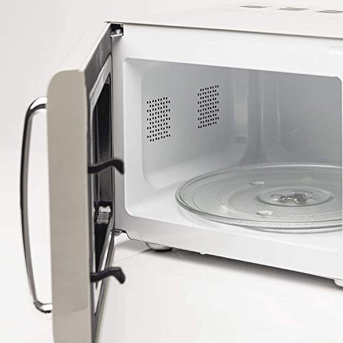 Haden Cotswold Vintage Retro 700 Watt Countertop Microwave Oven Kitchen Appliance with Turntable, Pull Handle, and 5 Power Levels, Putty