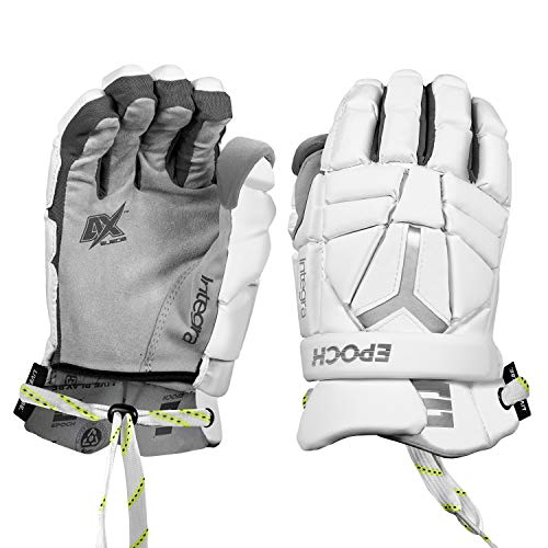 Epoch Integra Pro Lacrosse Gloves for Goalies with Dual-Density Foam and Adjustable Wrist, 12", Medium, Grey