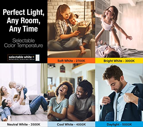Feit Electric 5-6 inch Adjustable Scoop Recessed LED Downlight, Selectable Colors, Dimmable, 75W Equivalent, 45 Year Life, 540 Lumen, High CRI, LEDR56SCP/6WYCA