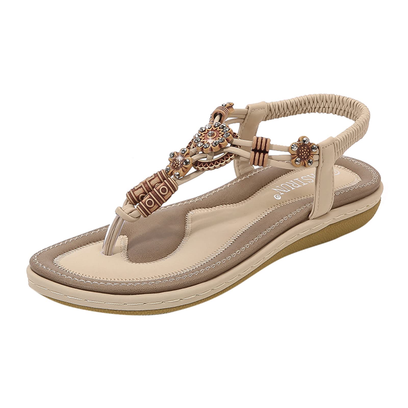 FASDNENDYS Elastic Women Bead Beach String Shoes Band Ladies Bohemian Sandals Casual Women's sandals Womens Supportive Flip Flops