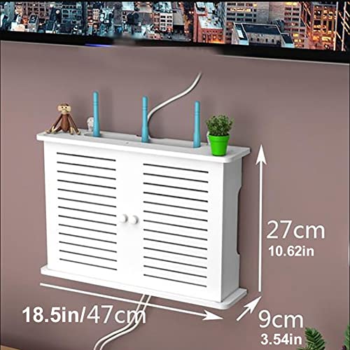 OWLEEN Wireless WiFi Router Storage Boxes Wooden Box Cable Wire Bracket Wall Plug Board Storage Shelf L