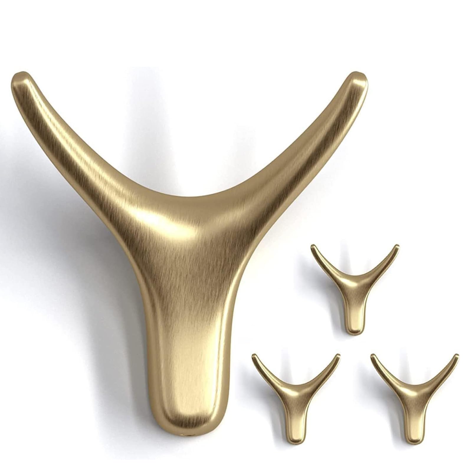 NETLKLA 4 Packs Towel Hooks,Coat Hook Cow Head Wall Hooks, Metal Heavy Duty Wall Hooks for Hanging Coats, Hats, Bags, Kitchenware and Towels in Living Room, Kitchen, Bedroom and Bathroom (Gold)