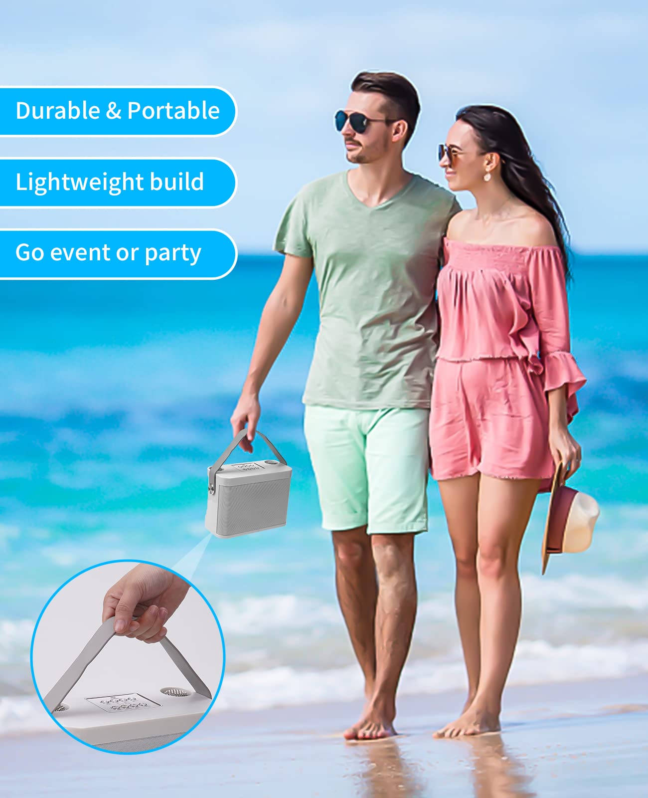 JIEFOCH Portable Karaoke Machine with 2 Wireless Karaoke Microphones for Adults and Kids, Singing Machine Bluetooth Karaoke System for Home Party, Meeting (White)
