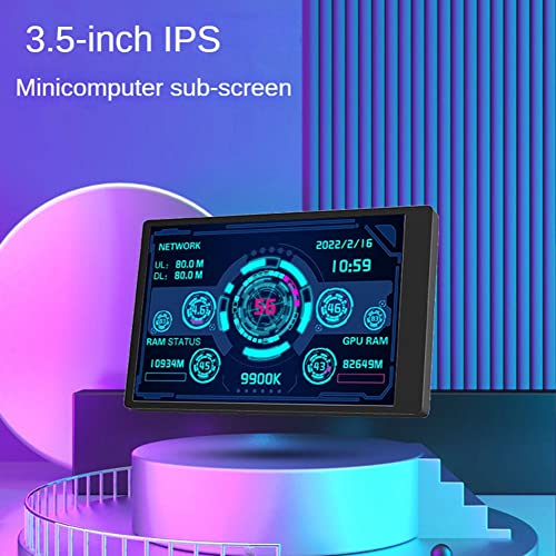Lyzeous 1 Set Secondary Screen Computer Monitor for Mini ITX Case 3.5 Inch IPS CPU GPU RAM HDD Monitoring USB Display AIDA64 White
