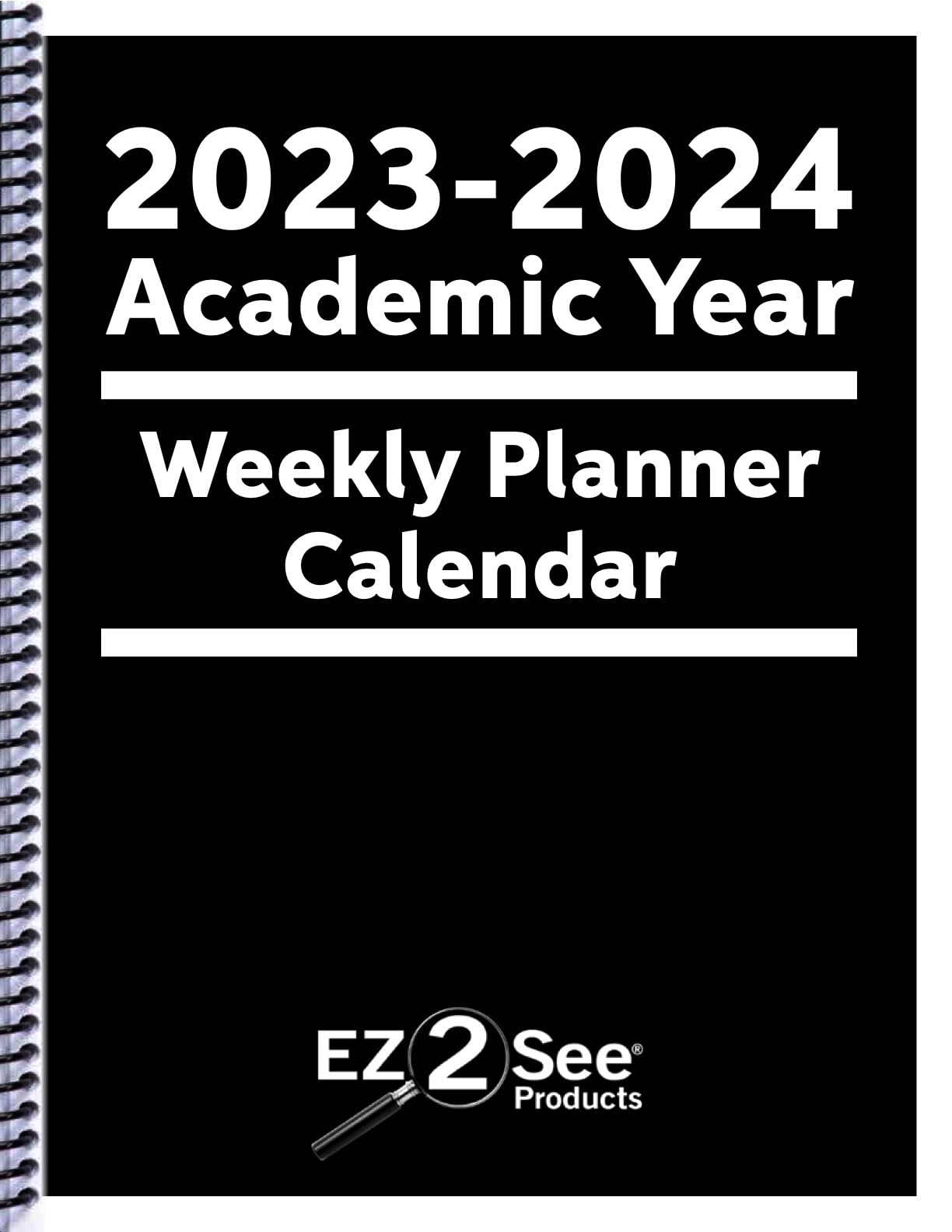 EZ2See® 2023-2024 Academic Weekly Planner Calendar - Daily Organizer with Large Black Print, Numbers, Borders - High Contrast with Huge Space for Notes, Bold Lines - 8.5x11