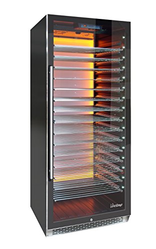 Vinotemp EL-300COMM Cellar Cooler Refrigerator, Built-in or Freestanding Wine Fridge with Touchscreen Temperature Control Glass Door and Safety Lock, 188 Bottle, Black