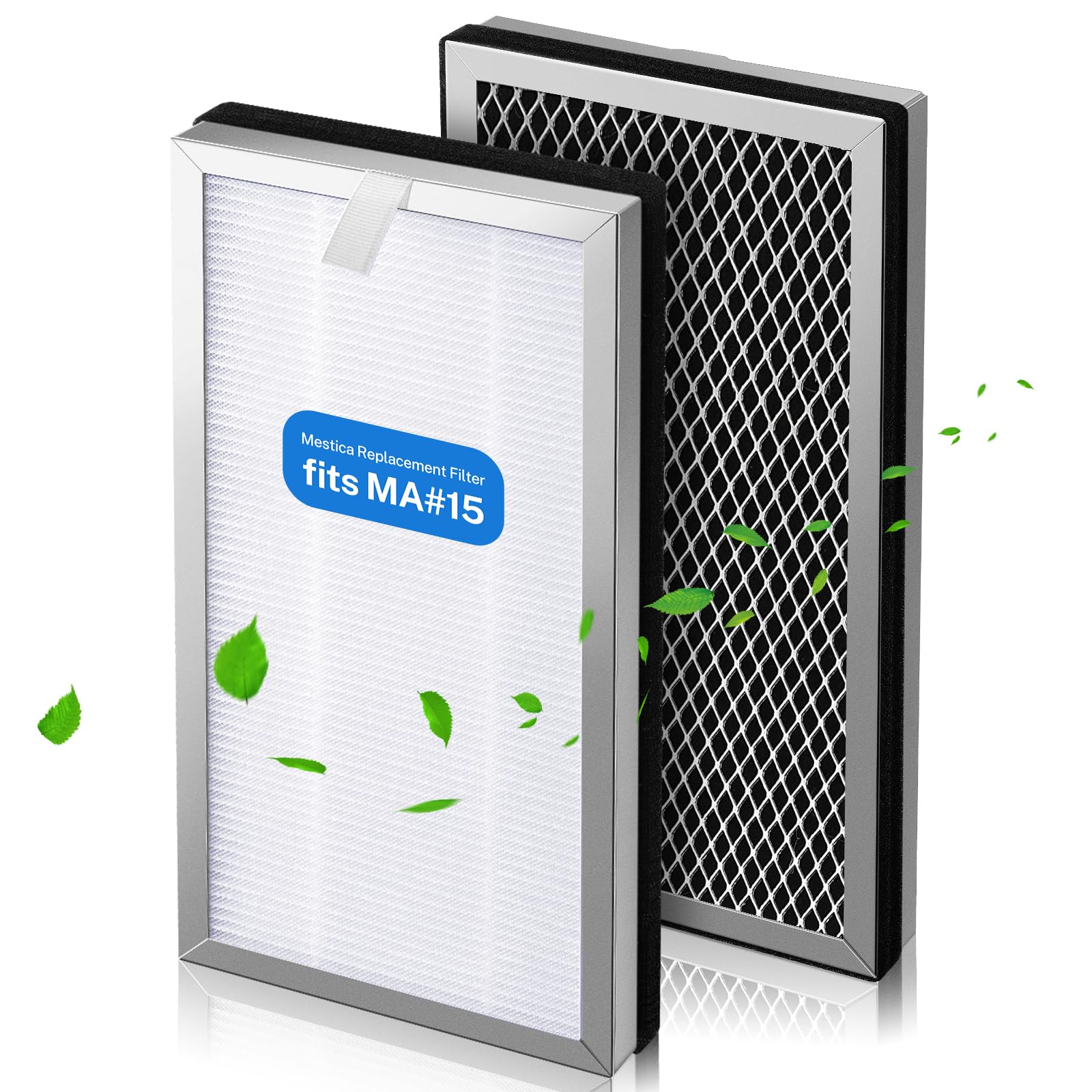 MESTICA Air Purifier Replacement Filter for MA#15, Compatible with MA#15 Air Purifier, 3 in 1 Integration of Pre-Filter, High Efficiency H13 True HEPA and Activated Carbon, 4-Pack
