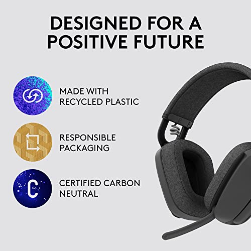 Logitech Zone Vibe Wireless Bluetooth Headphones with Noise-Canceling Mic, USB-A, USB-C, for Google Meet, Google Voice, Zoom, Mac/PC, Black