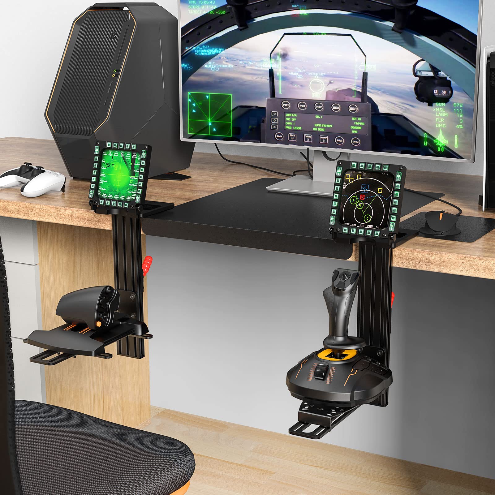Hotas Desk Mount for Flight Sim Controller, Joystick Mount Compatible with Logitech/Saitek, for Thrustmaster Warthog/TWCS Throttle,T.Flight 2 Pack