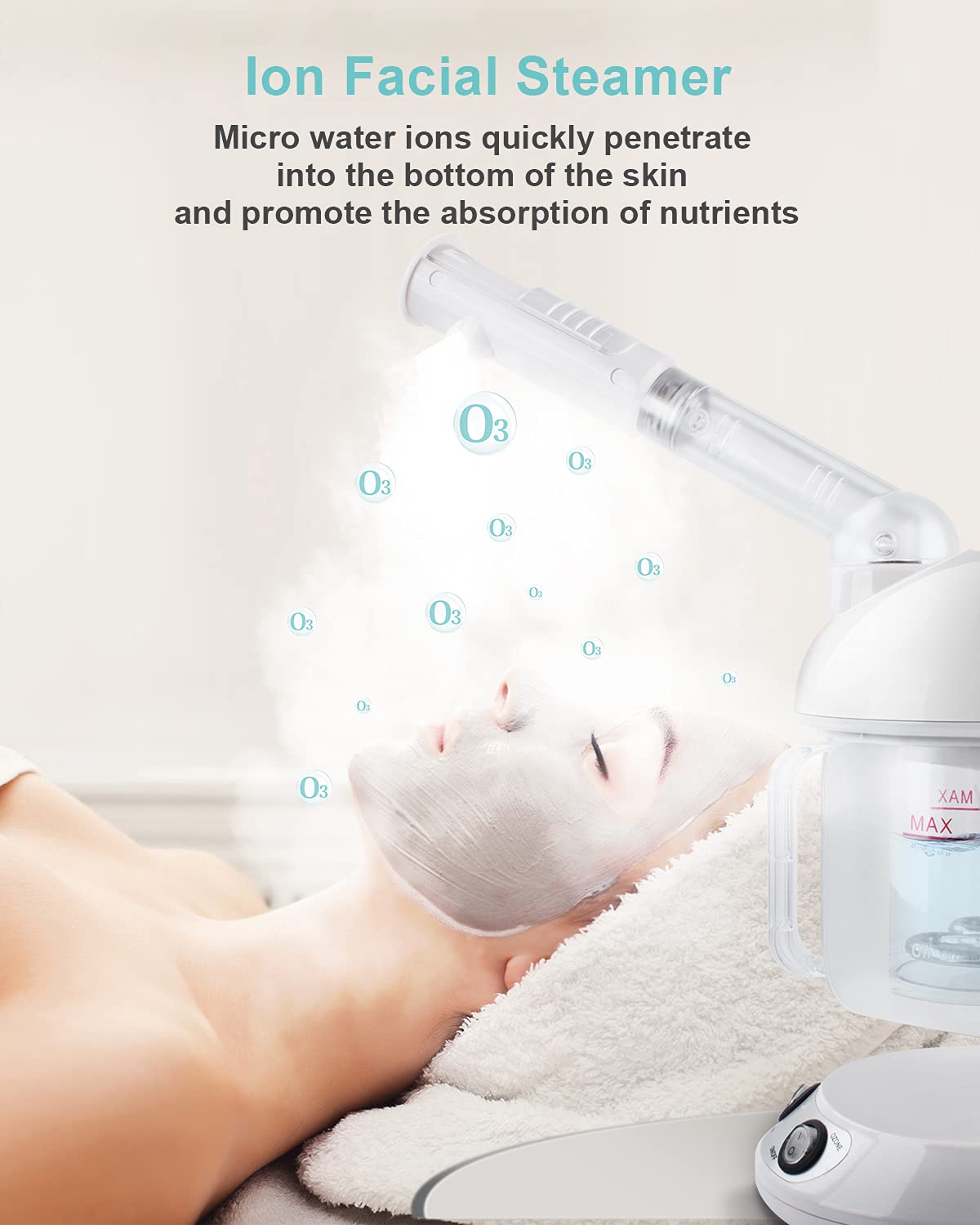 EZBASICS Hair Steamer 2 in 1 Ion Facial Steamer with Extendable Arm Table Top Hair Humidifier Hot Mist Moisturizing Facial Atomizer Spa Face Steamer Design for Personal Care Use at Home or Salon