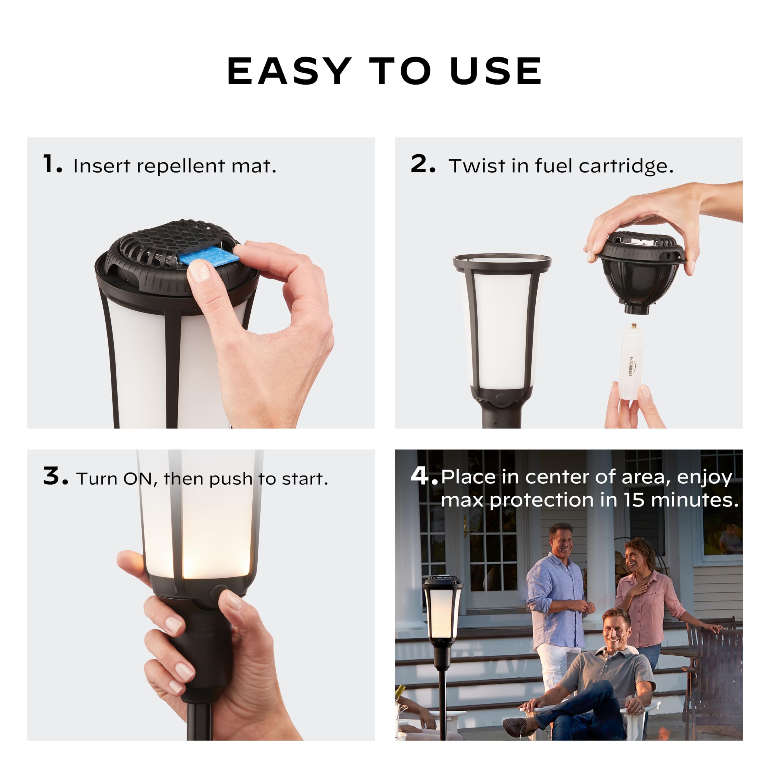 Thermacell Mosquito Repellent Torch; Includes 12-Hour Refill; 15 Foot Zone of Mosquito Protection; Effective Mosquito Repellent for Patio; Bug Spray Alternative; Scent Free