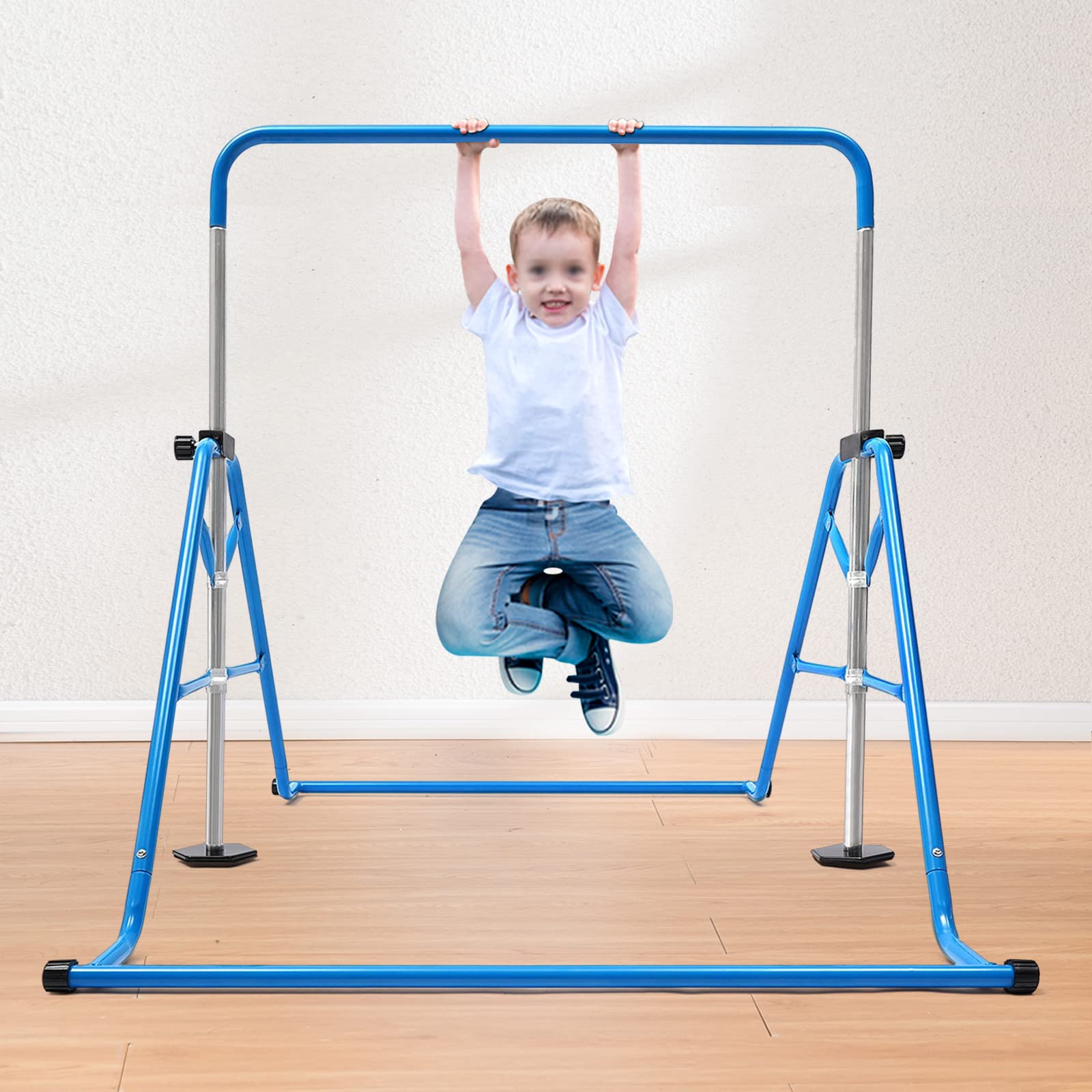 Gymnastics Bars for Kids Expandable Adjustable Height Gymnastic Horizontal Bars Folding Junior Training Kip Bar Equipment for Home Indoor Floor Practice Gymnastics Training