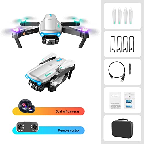 ZZKHGo Drone with 4K Dual HD FPV Camera, Remote Control Toys Gifts for Boys and Girls, Optical Fl-ow Localization, with Altitude Hold, Headless Mode, One Key Start and Outdoor Carrying Case (White)