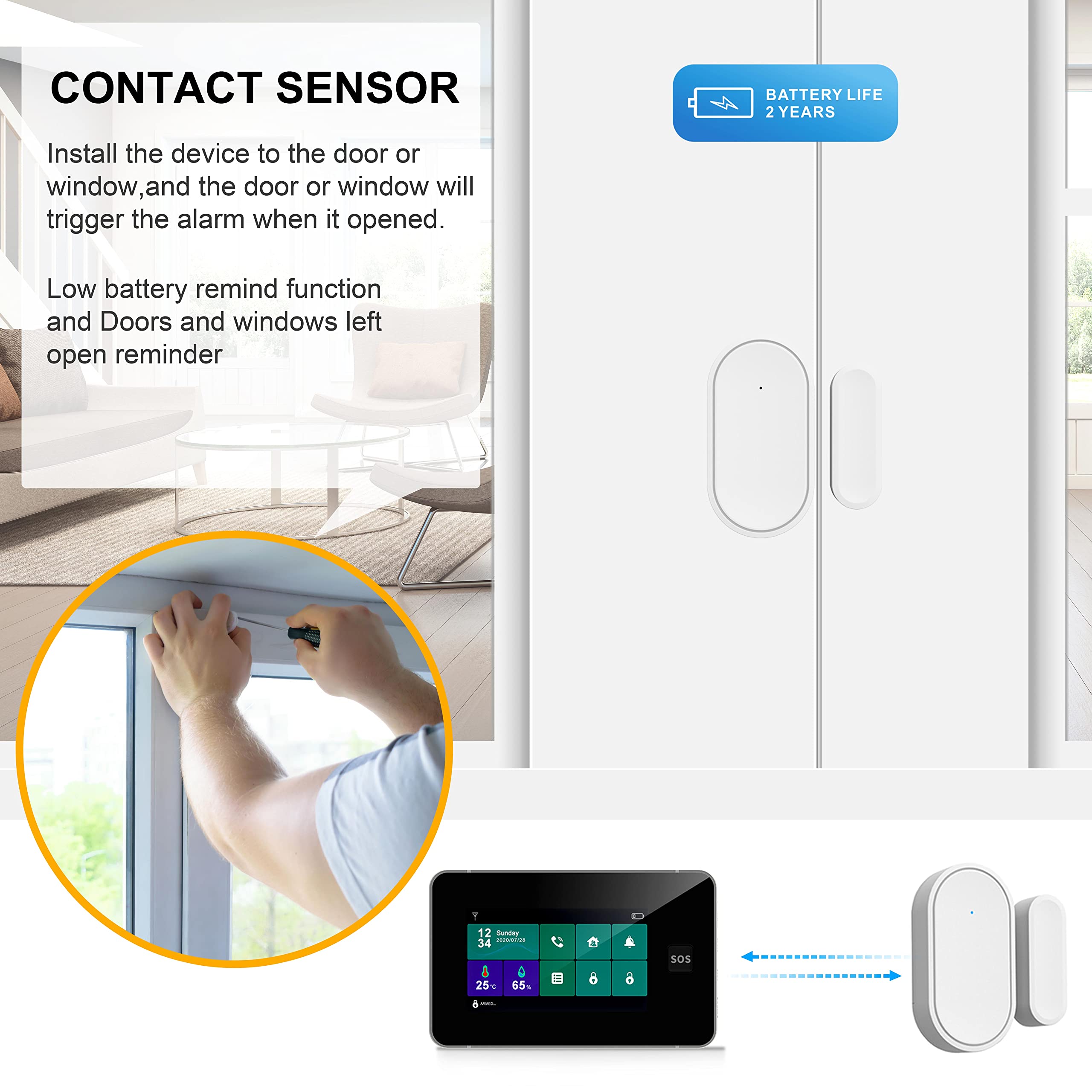 icyber WiFi Home Security Alarm System, DIY Wireless Burglar Alarm System Kit, 4.3 inch Touch Screen Panel, APP Remote Control, Compatible with Alexa and Google Assistant (NO Monthly Fees)