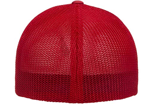Flexfit Unisex-Adult's Mesh Fitted, Red, One Size