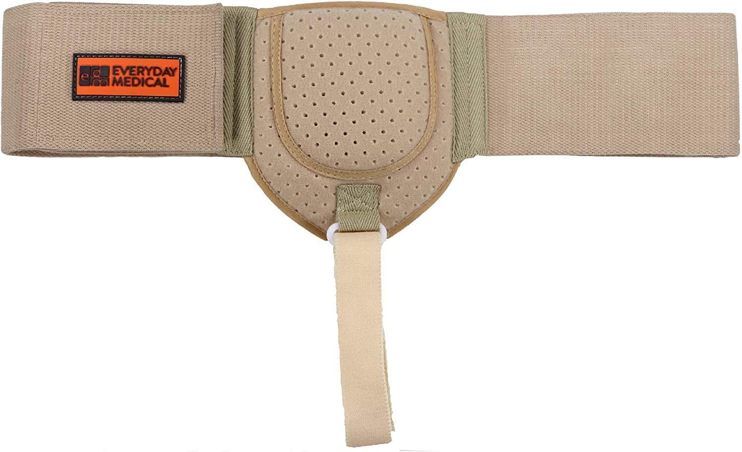 Everyday Medical Inguinal Hernia Support Belt for Men I Fits Left or Right Side I Post Surgery Men and Womens Hernia Support Truss for Inguinal, Groin Hernias I Adjustable Waist Strap I Beige | S/M