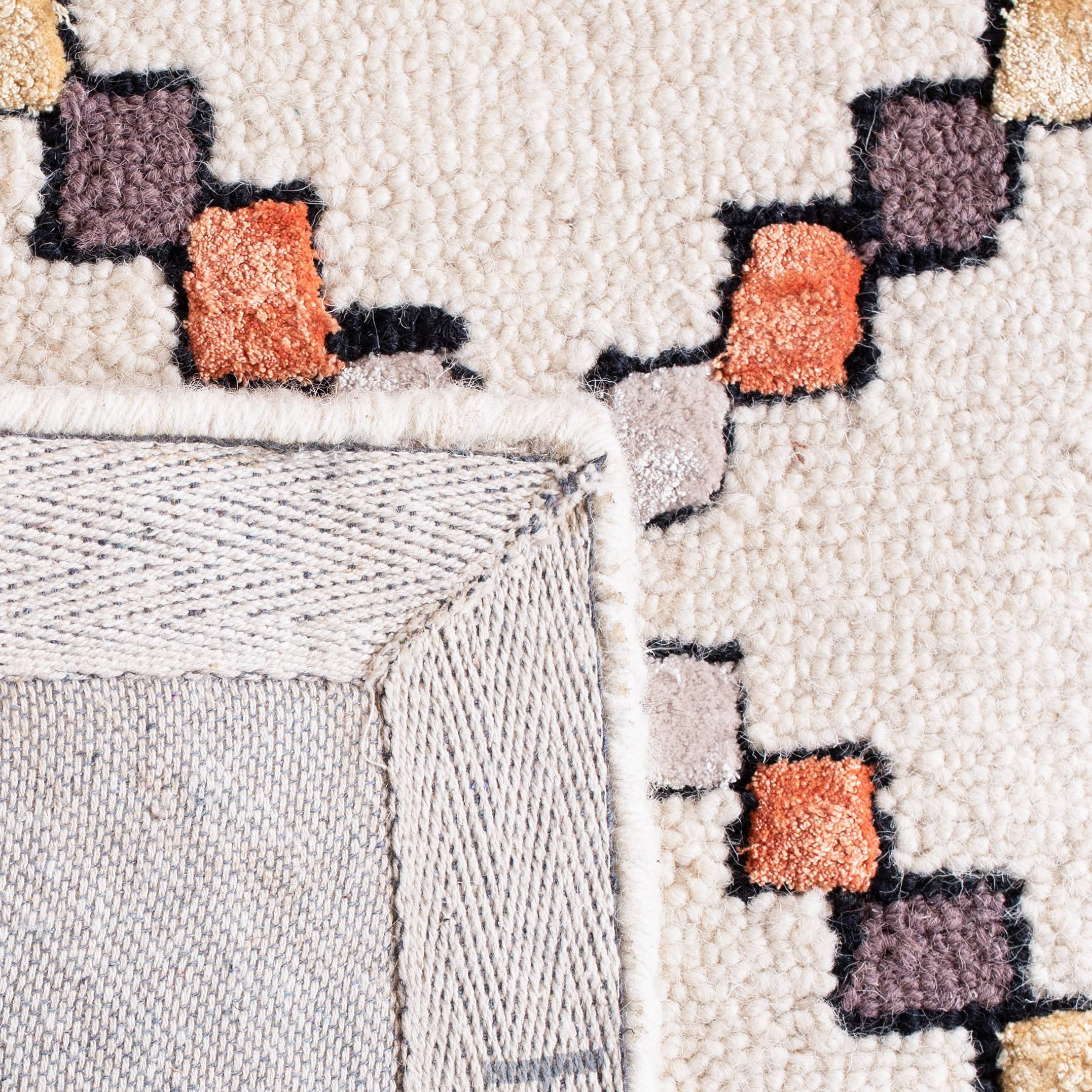 SAFAVIEH Bellagio Collection 8' x 10' Ivory/Multi BLG548A Handmade Boho Premium Wool Area Rug