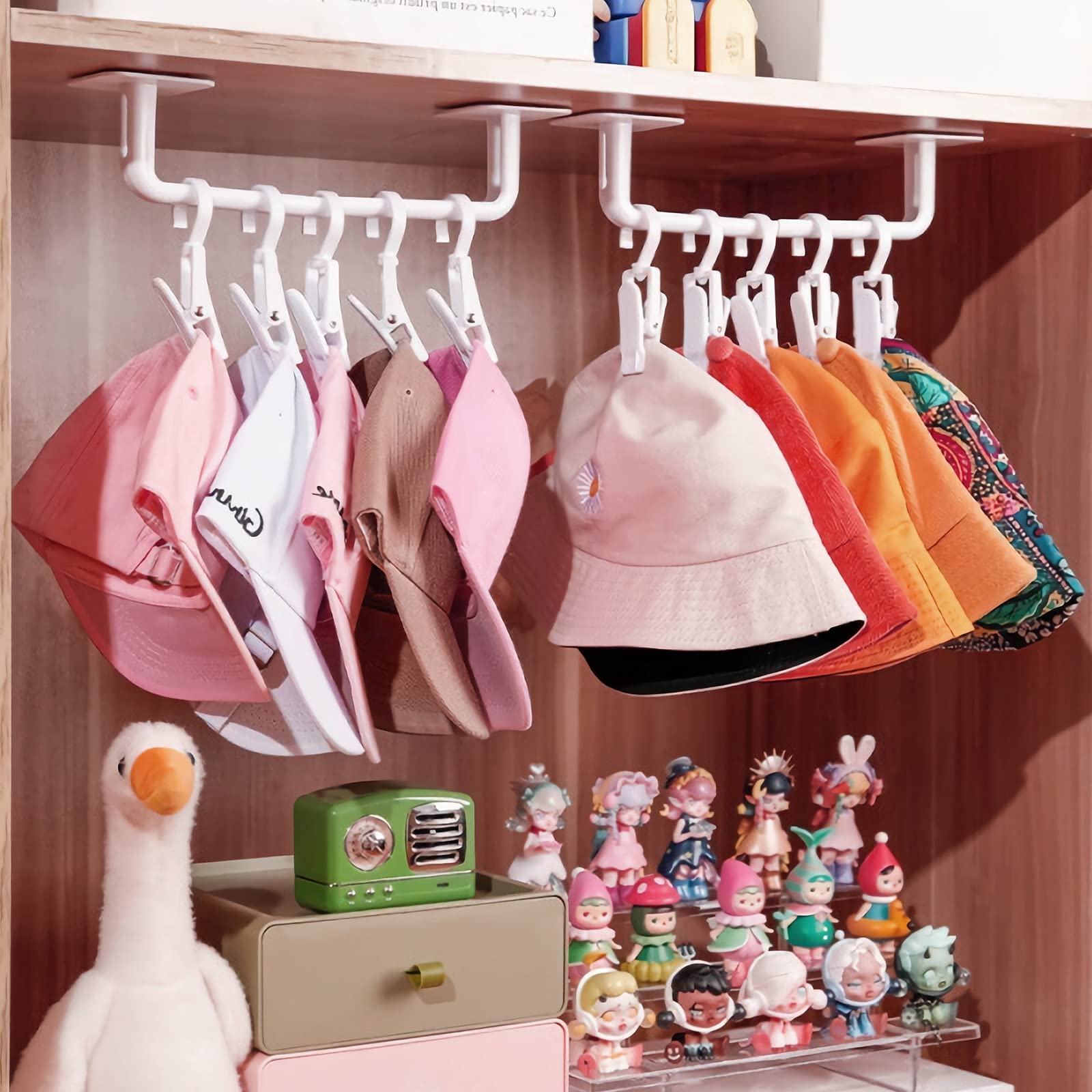 Funnacle Hat Rack for Baseball Caps Adhesive Hat Hooks for Wall, Hat Hanger Storage Baseball Cap Organizer, No Drilling Strong Hat Holder for Door, Closet, Bedroom,Office(Black, 2 Pack)