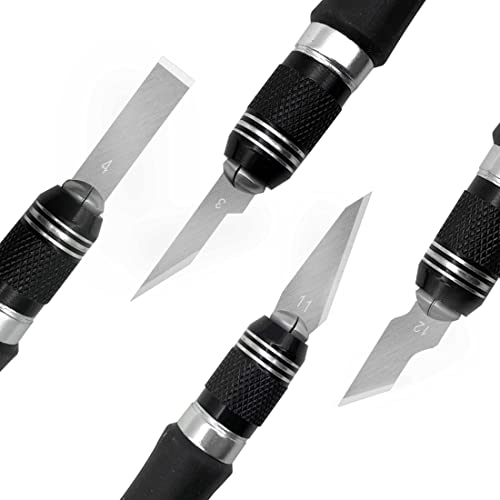 HAUTMEC 14 in 1 Hobby Knife Craft Knife Set SK5 for DIY Art Work Cutting - 1 Handles and 13 Spare Blades with Storage Case for Craft, Hobby, Carving, Art Modeling and Scrapbooking HT0109-HK
