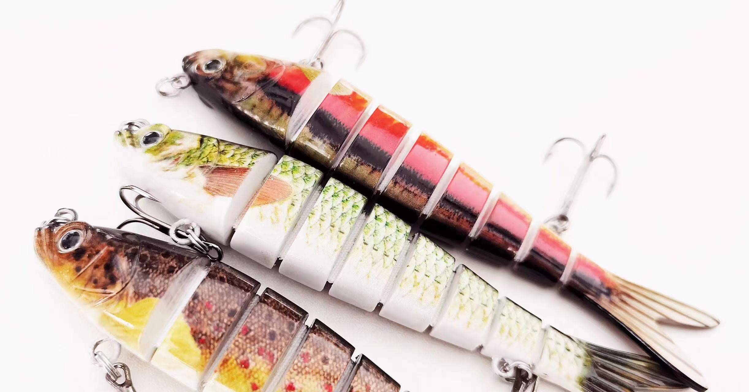 Fishing Lure Baits Lifelike Multi-Jointed 8 Sections Slow Sinking Swimbaits Bait Tackle Kits 3pcs, Freshwater Fishing Tackle