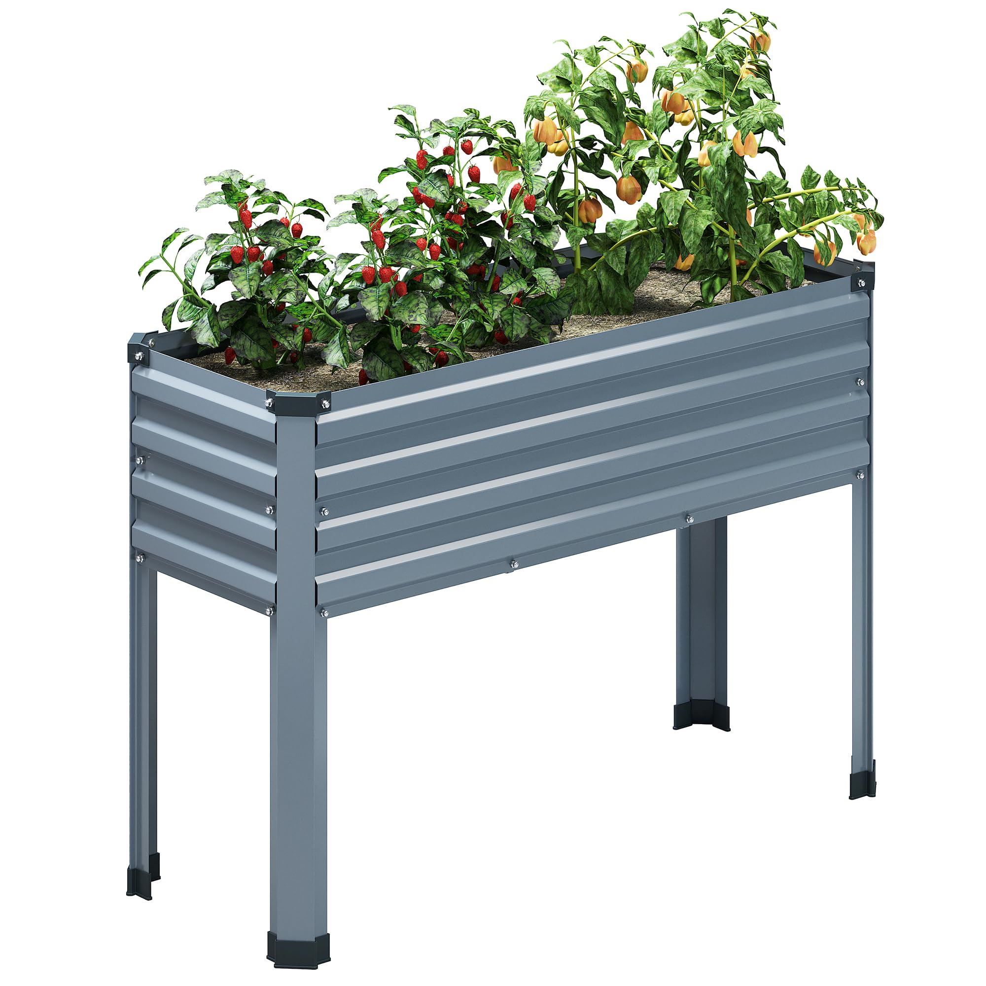 MGNO Galvanized Raised Garden Bed Outdoor with Legs,48×18×32in Metal Elevated Raised Planter Box for Backyard, Patio, Balcony, 300lb Capacity,Silver…