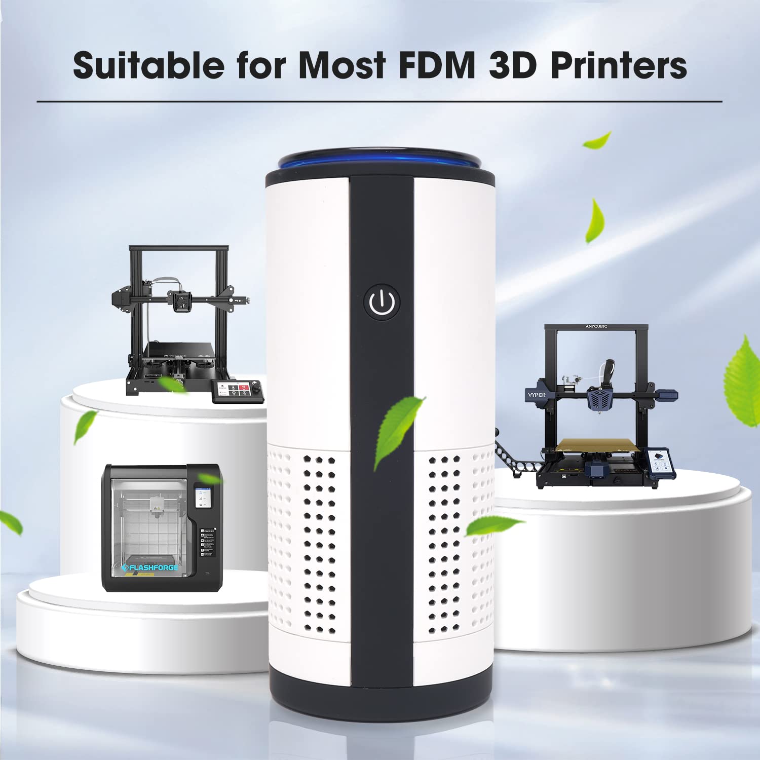 eSUN eAir Lightweight Mini Air Purifier with Activated Carbon Filter and 500W Negative Ion Purification, H12 Composite Filter, for FDM 3D Filament Printer