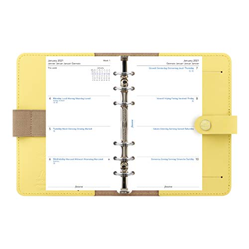 Filofax 2021 The Original Lemon - Personal, 6 Rings, Includes Week On 2 Pages Calendar Diary, Multilingual (C026070-21)