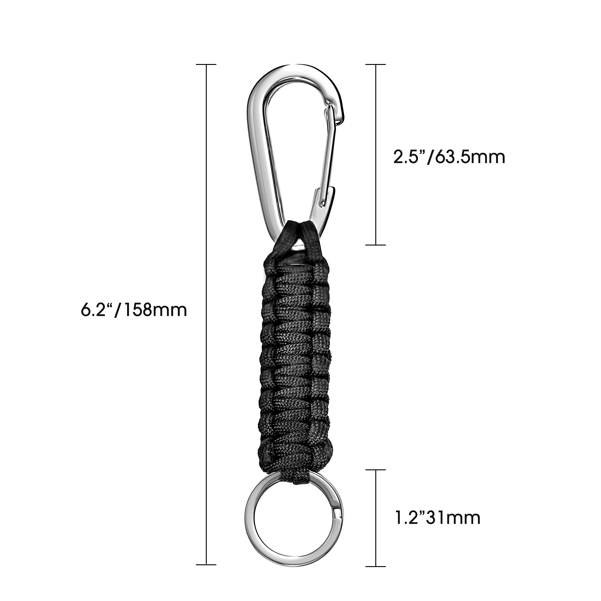 Divoti Steel Hawk Heavy Duty 550 Paracord Keychains w/Stainless Steel Carabiner, Key-Ring – Survival, Motorcycle Accessories - Camo
